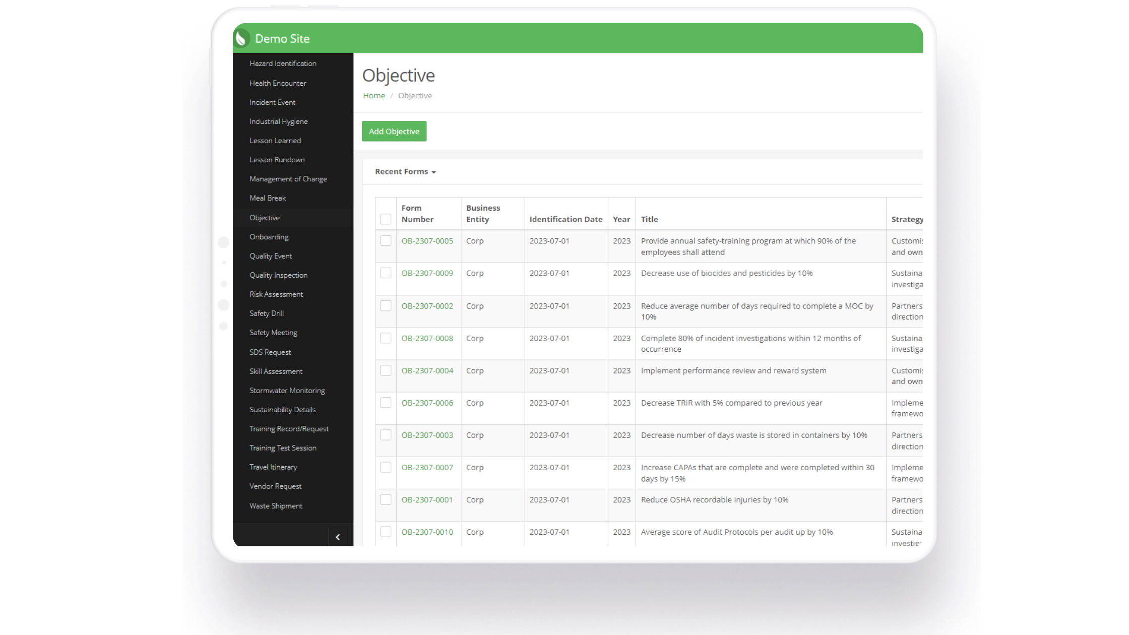 Objectives Management Software | EHS Insight
